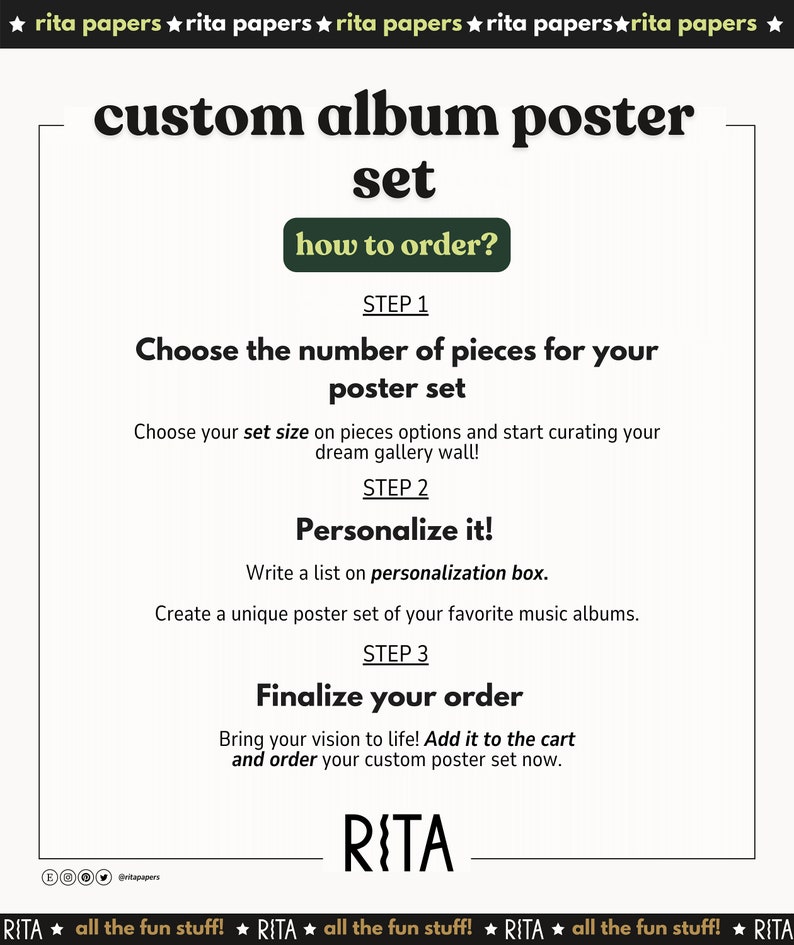 Minimalist Album Cover Poster Set Wall Art Create Custom Print Bundle ...