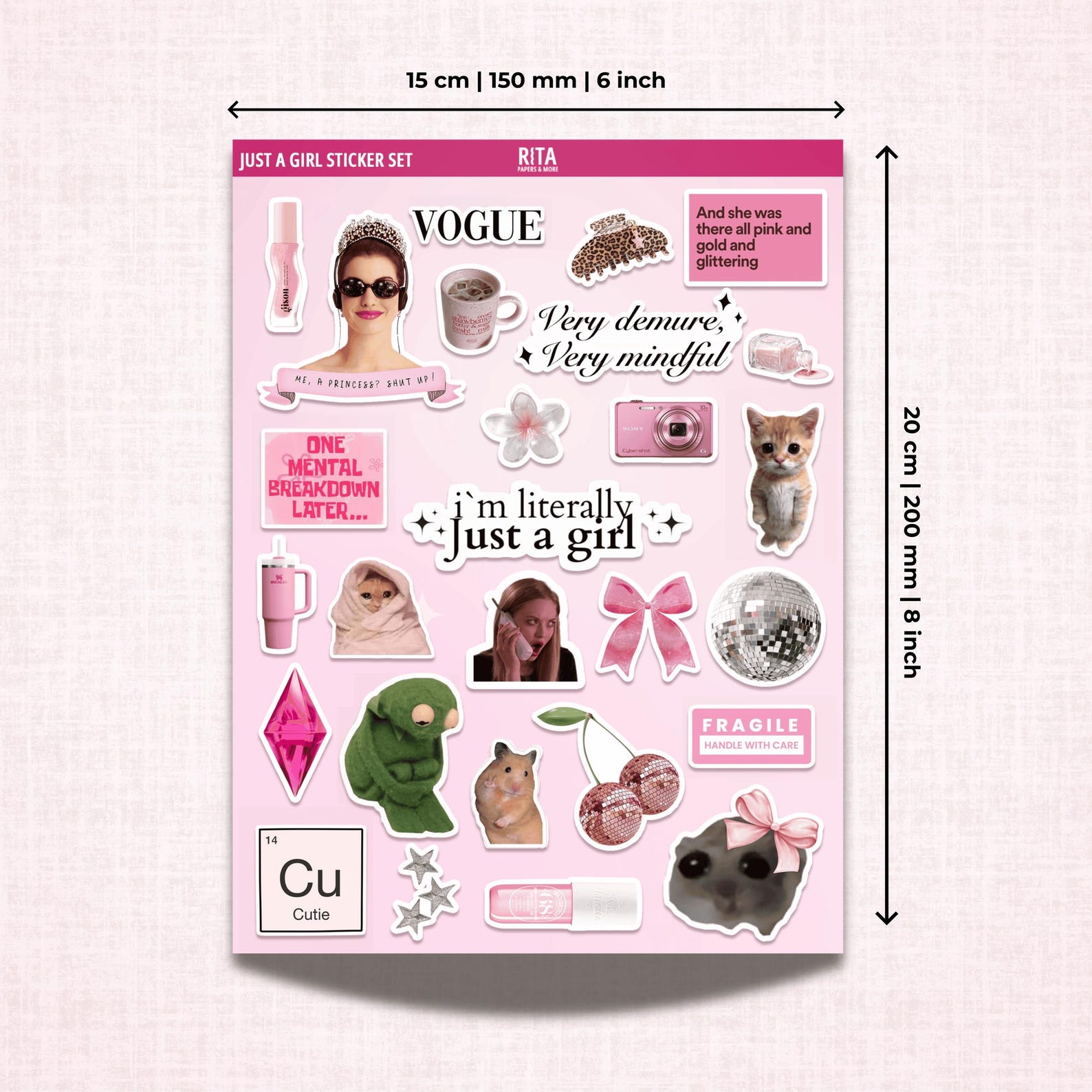 Cute Girly Sticker Sheet Aesthetic Stickers Coquette Junk Journaling ...