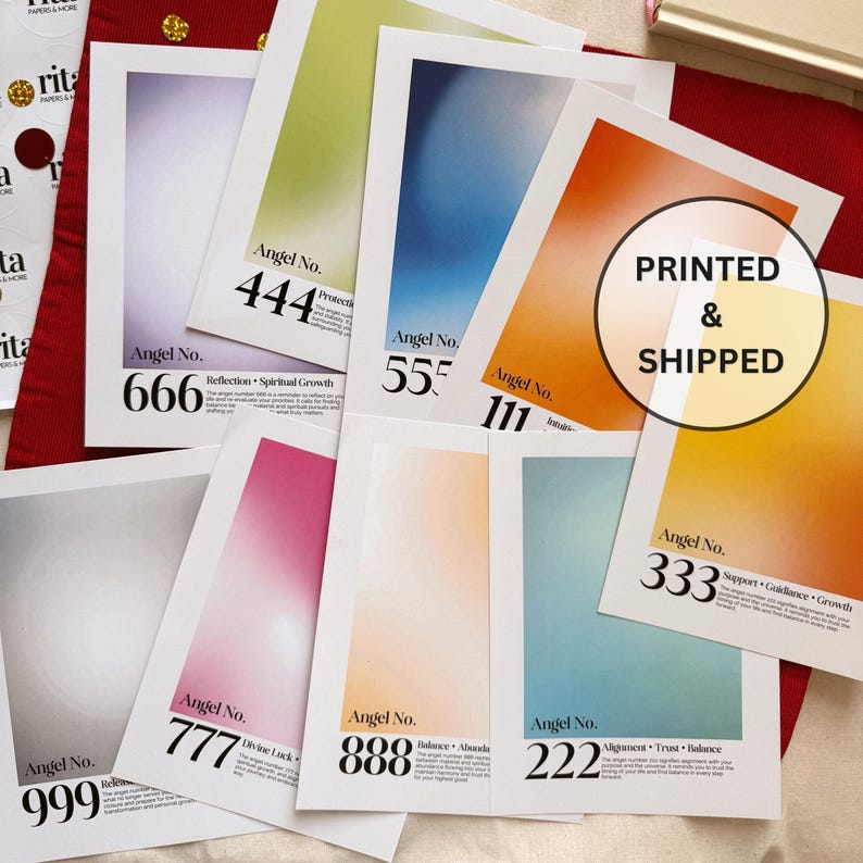 Angel Numbers Print Bundle Wall Art Poster Aura Aesthetic 777 555 444 ...