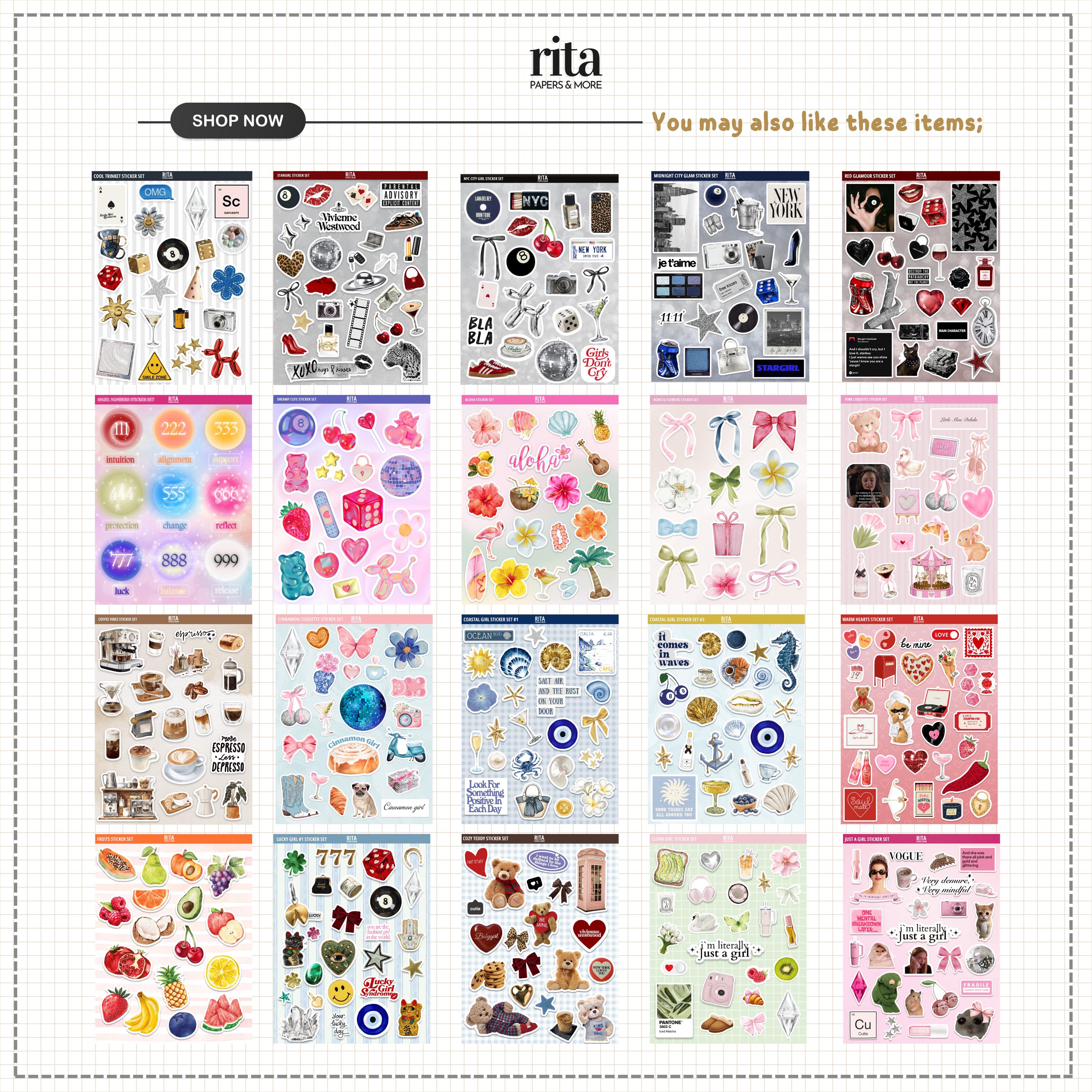 24 PCS Clean Girl Aesthetic Stickers Sheet Journal Stickers Planner ...