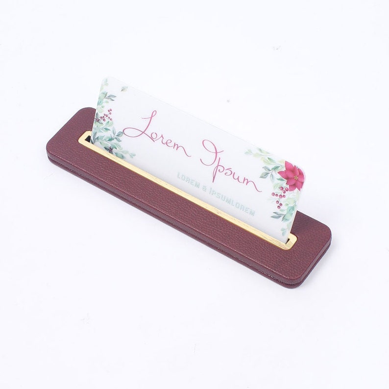 Leather Desk Name Plate Maroon / Office Gift / Minimalist - Etsy