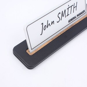 Leather Desk Name Plate Black / Custom Name Plate / Desk Name Sign ...