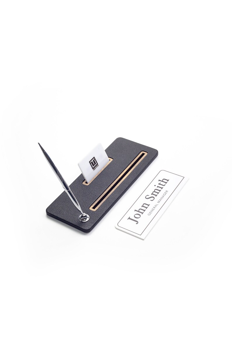 Desk Name Plate Leather Black / Desk Name Accessories / Customizable ...