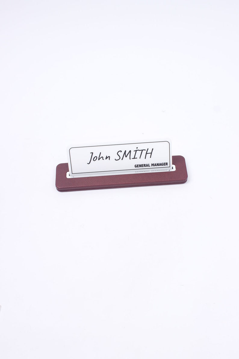 Leather Desk Name Plate Maroon / Office Gift / Minimalist - Etsy