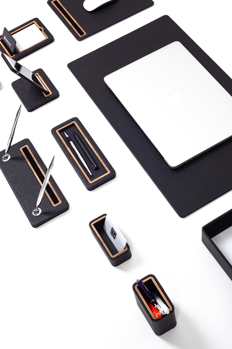Pera Leather Desk Set / Leather Desk Cover Pad / Desk - Etsy