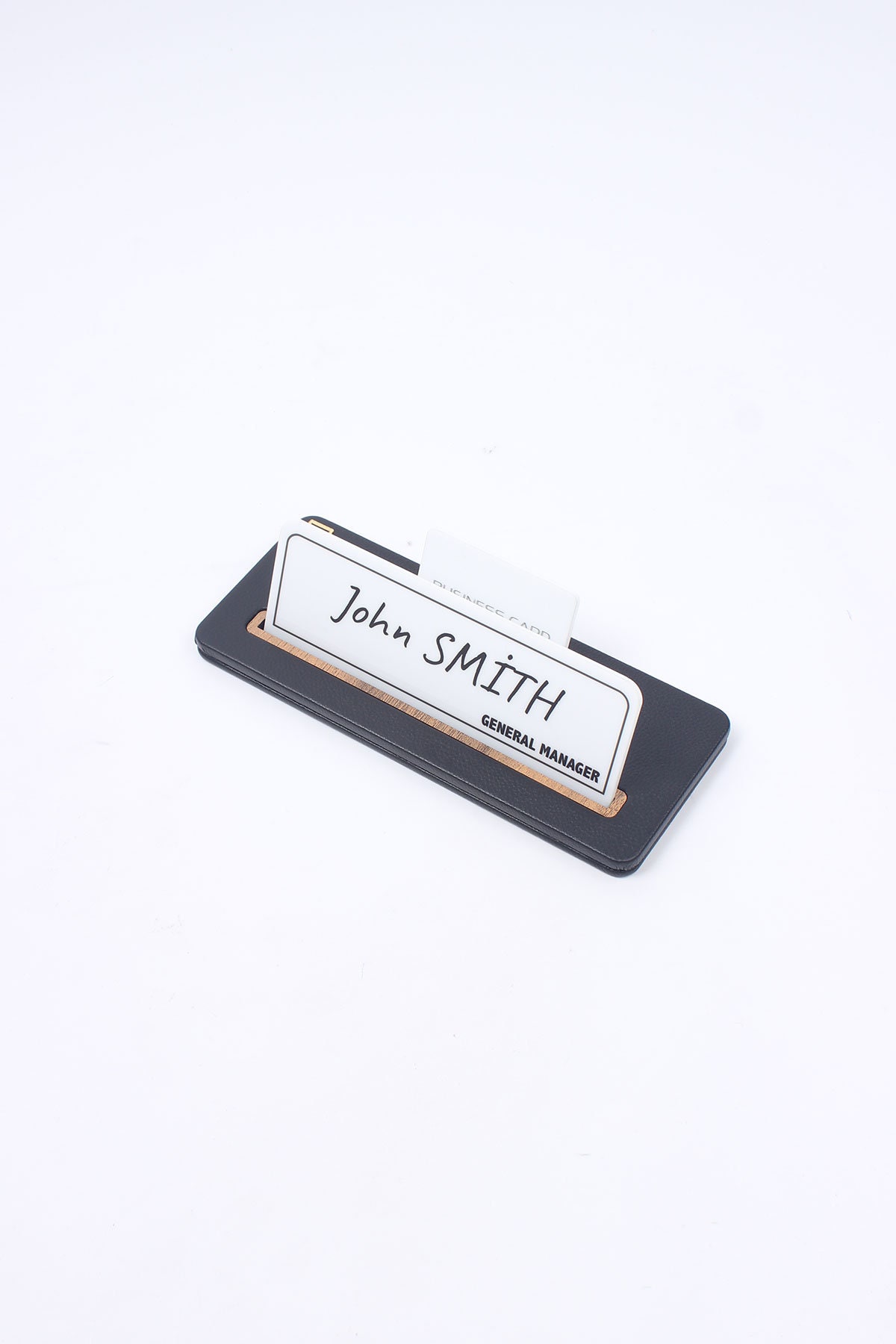 Customizable Leather Desk Name Plate With Card Holder - Etsy