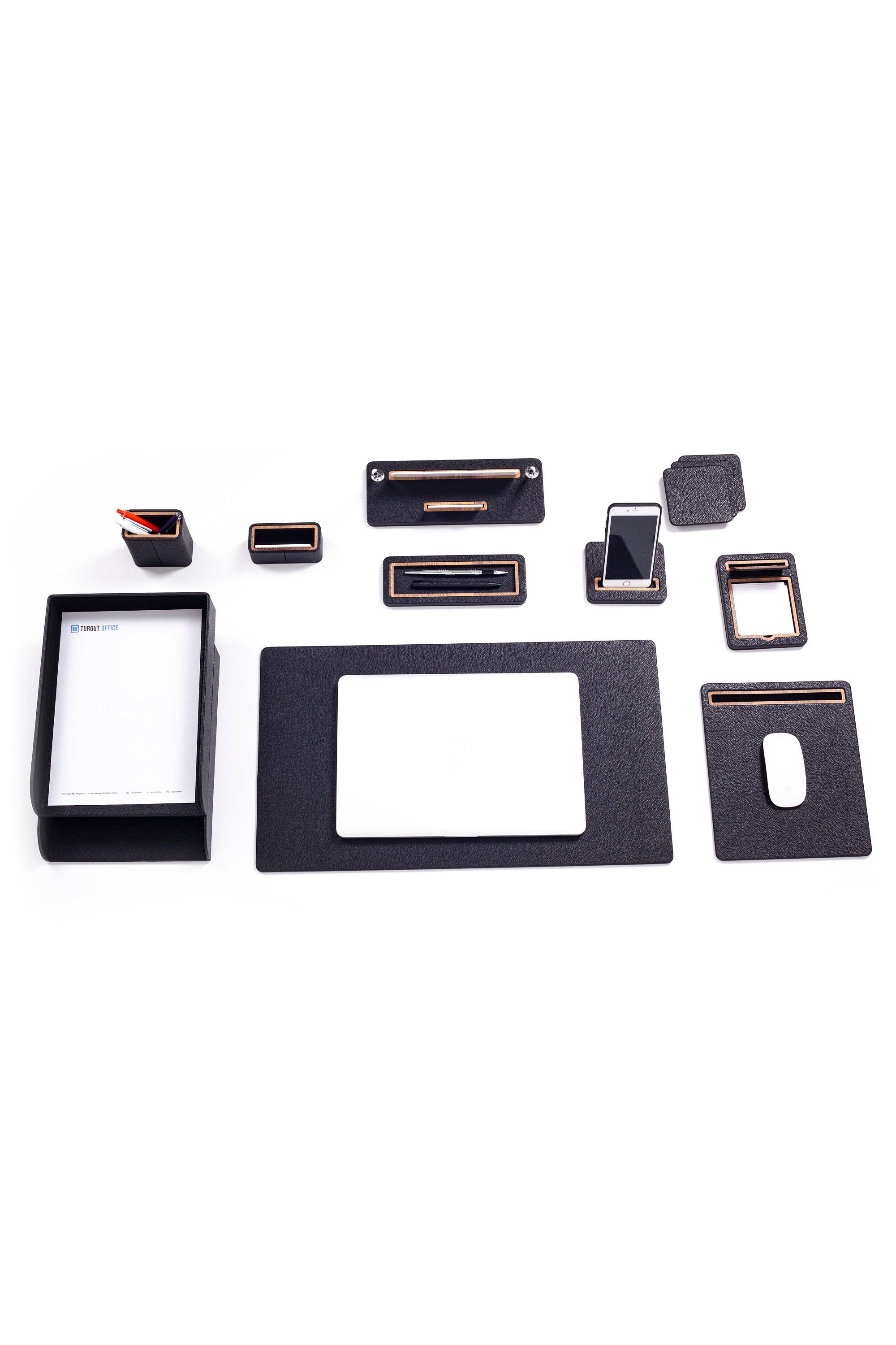 Capella Leather Desk Set / Leather Desk Cover Pad / Desk Accessories ...