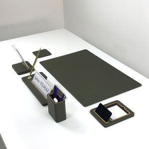 Leather Desk Set - Desk Accessories Set - Personalized Desk Set ...