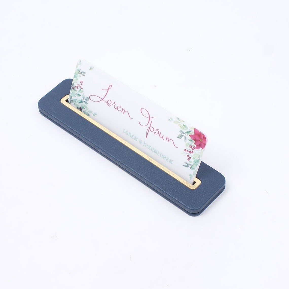 Leather Desk Name Plate Navy Blue / Office Gift / Minimalist Design ...