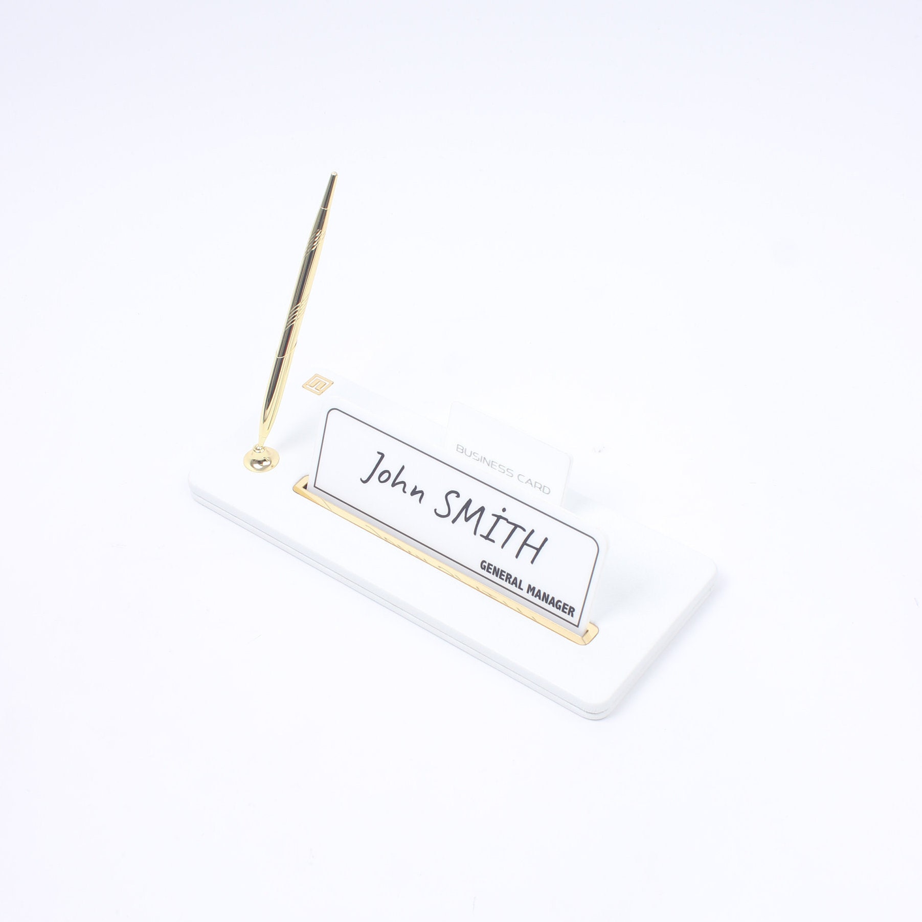 Desk Name Plate Leather White / Desk Name Accessories / Customizable ...