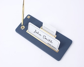 Desk Name Plate Leather Black / Desk Name Accessories / Customizable ...
