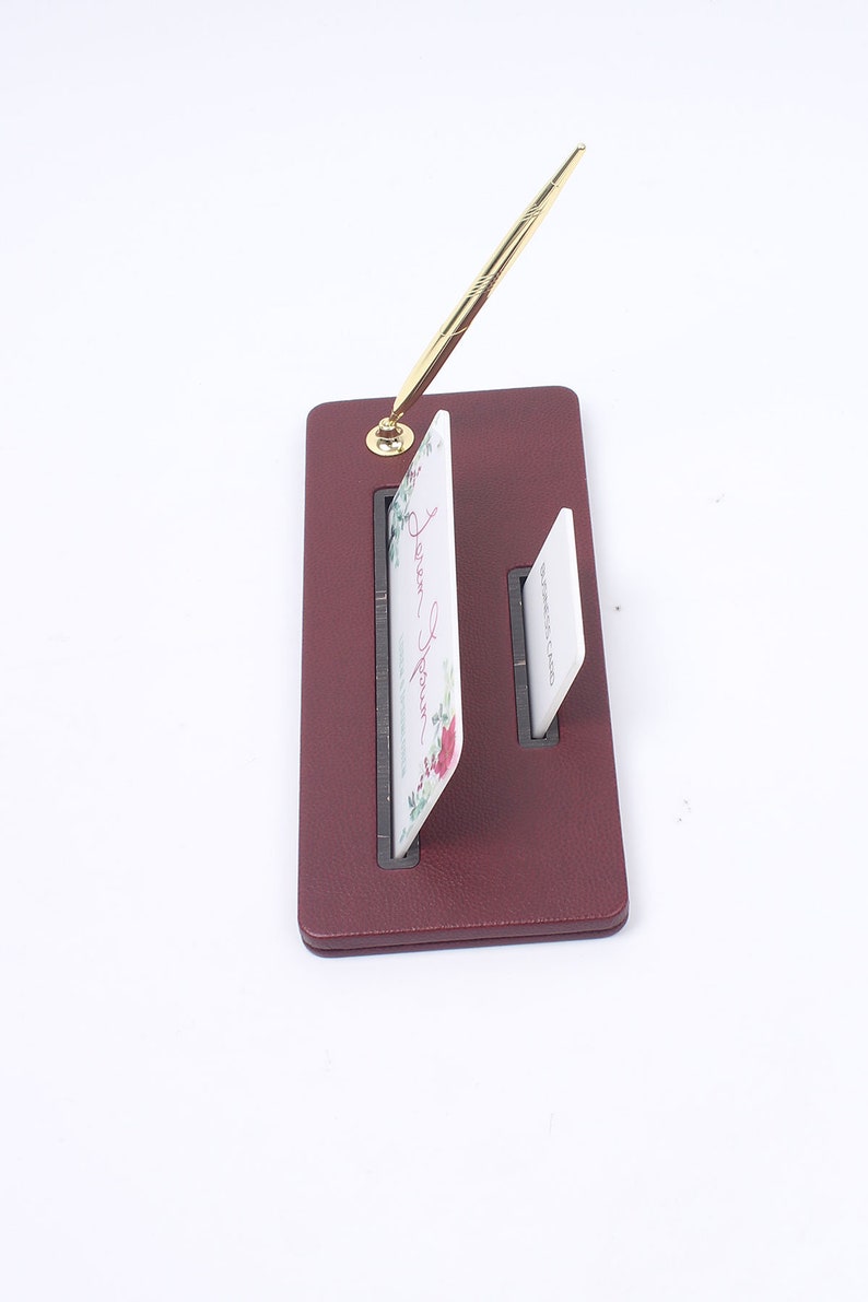 Desk Name Plate Leather Maroon / Desk Name Accessories / - Etsy
