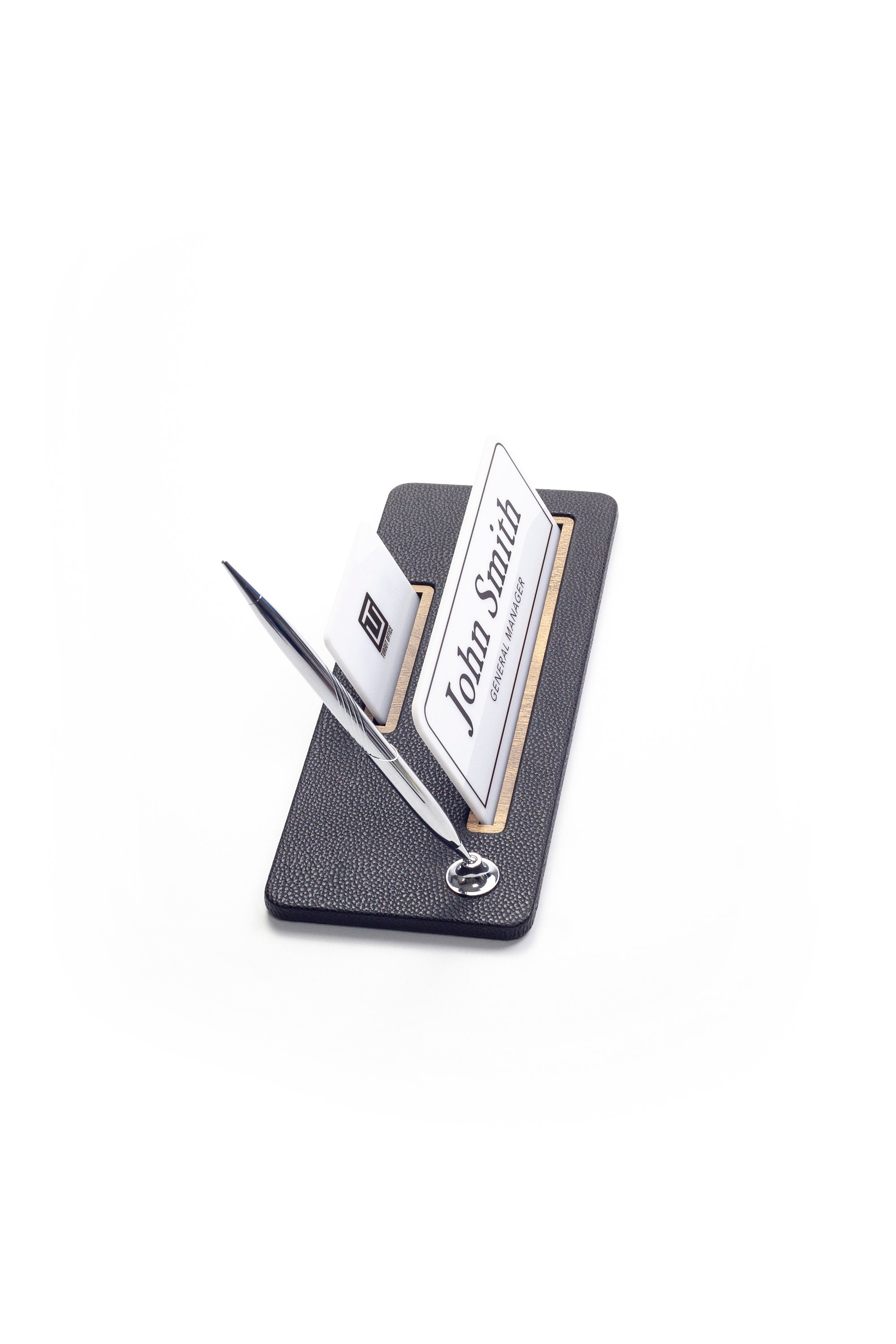 Desk Name Plate Leather Black / Desk Name Accessories / Customizable ...