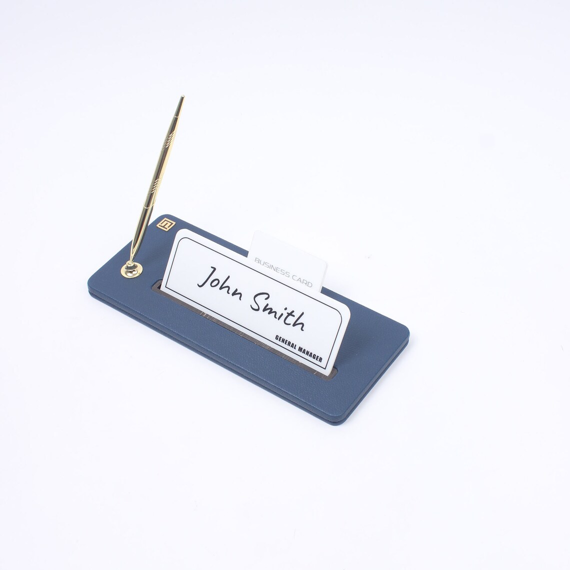 Desk Name Plate Leather Navy Blue / Desk Name Accessories / - Etsy