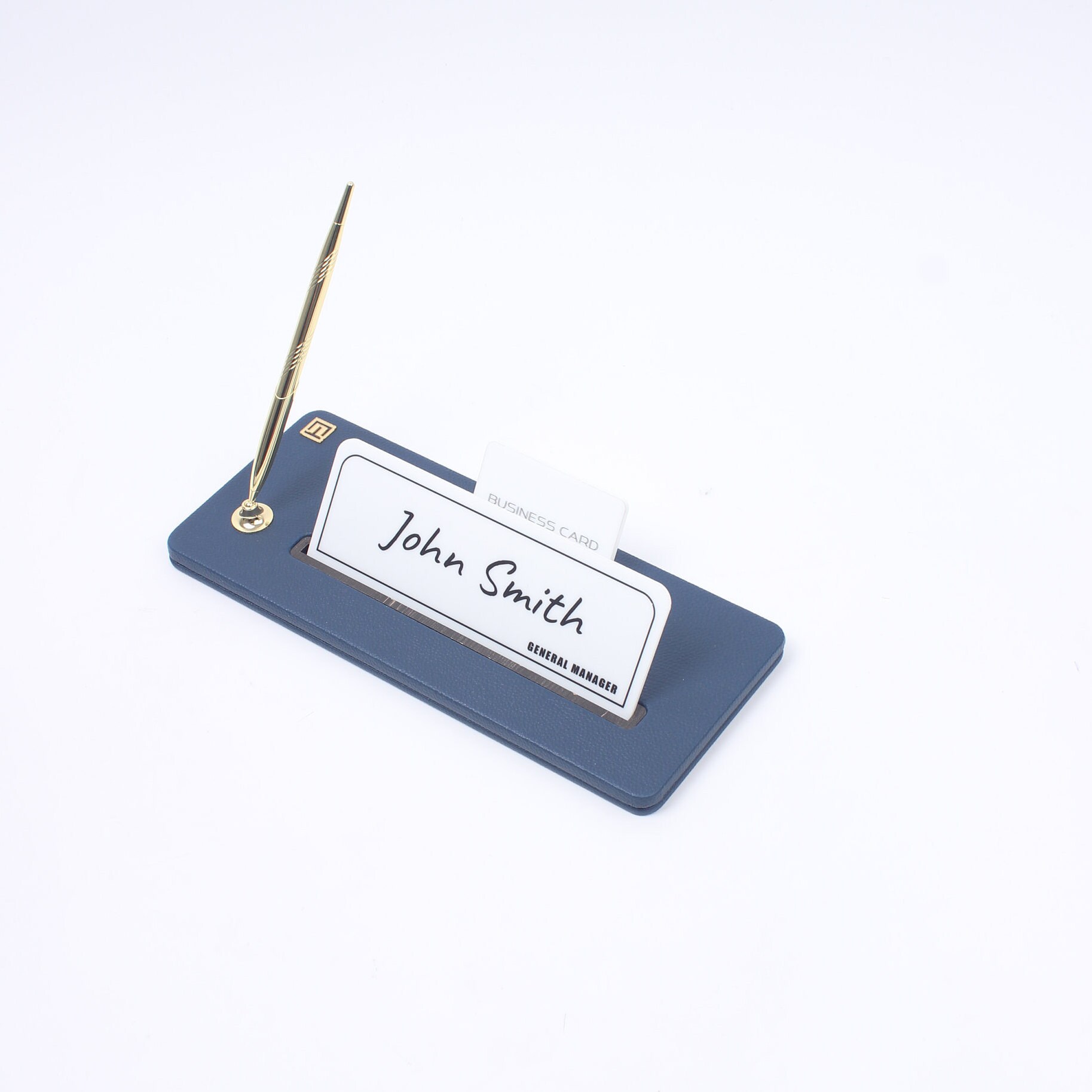 Desk Name Plate Leather Navy Blue / Desk Name Accessories ...