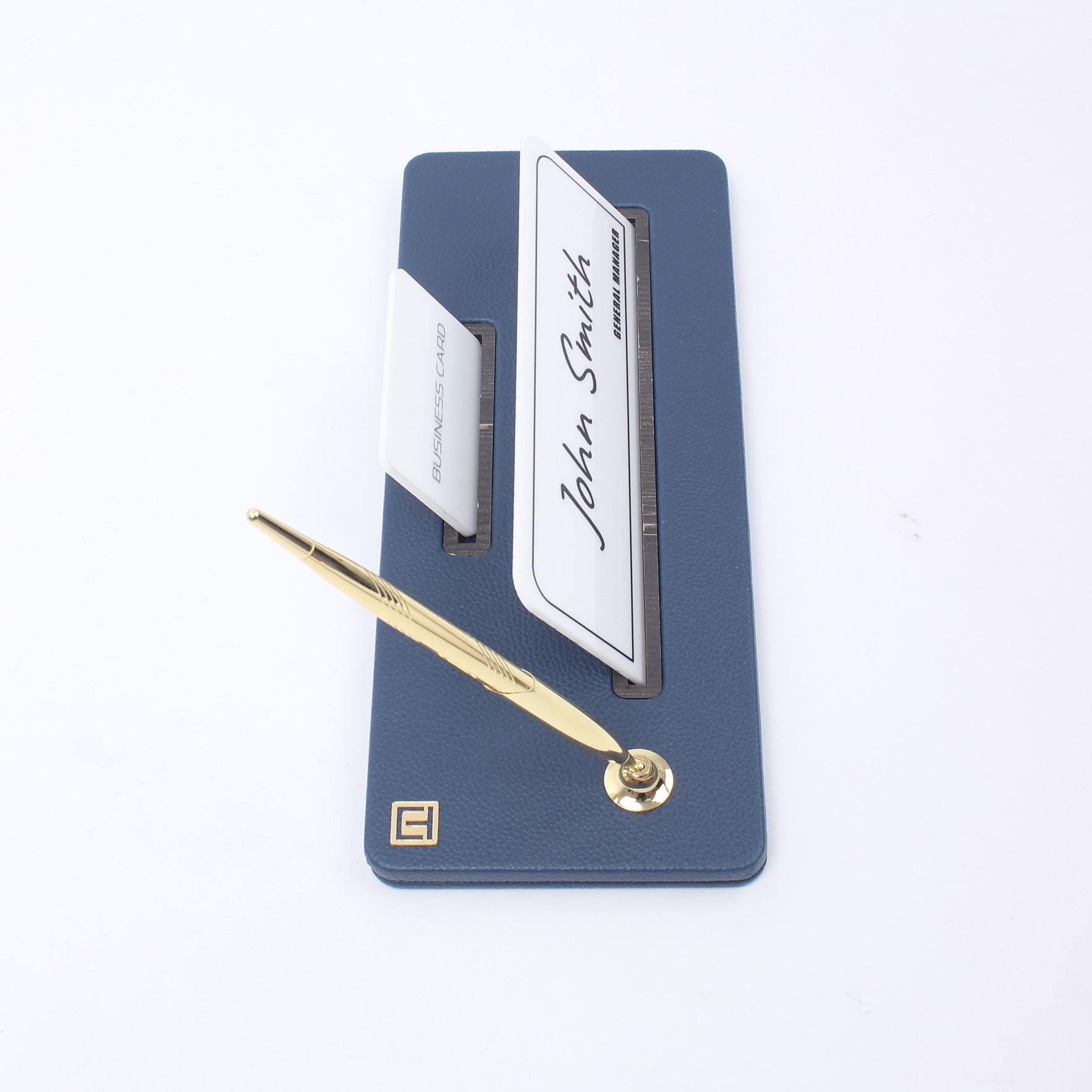 Desk Name Plate Leather Navy Blue / Desk Name Accessories ...