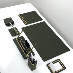 Leather Desk Set - Desk Accessories Set - Personalized Desk Set ...