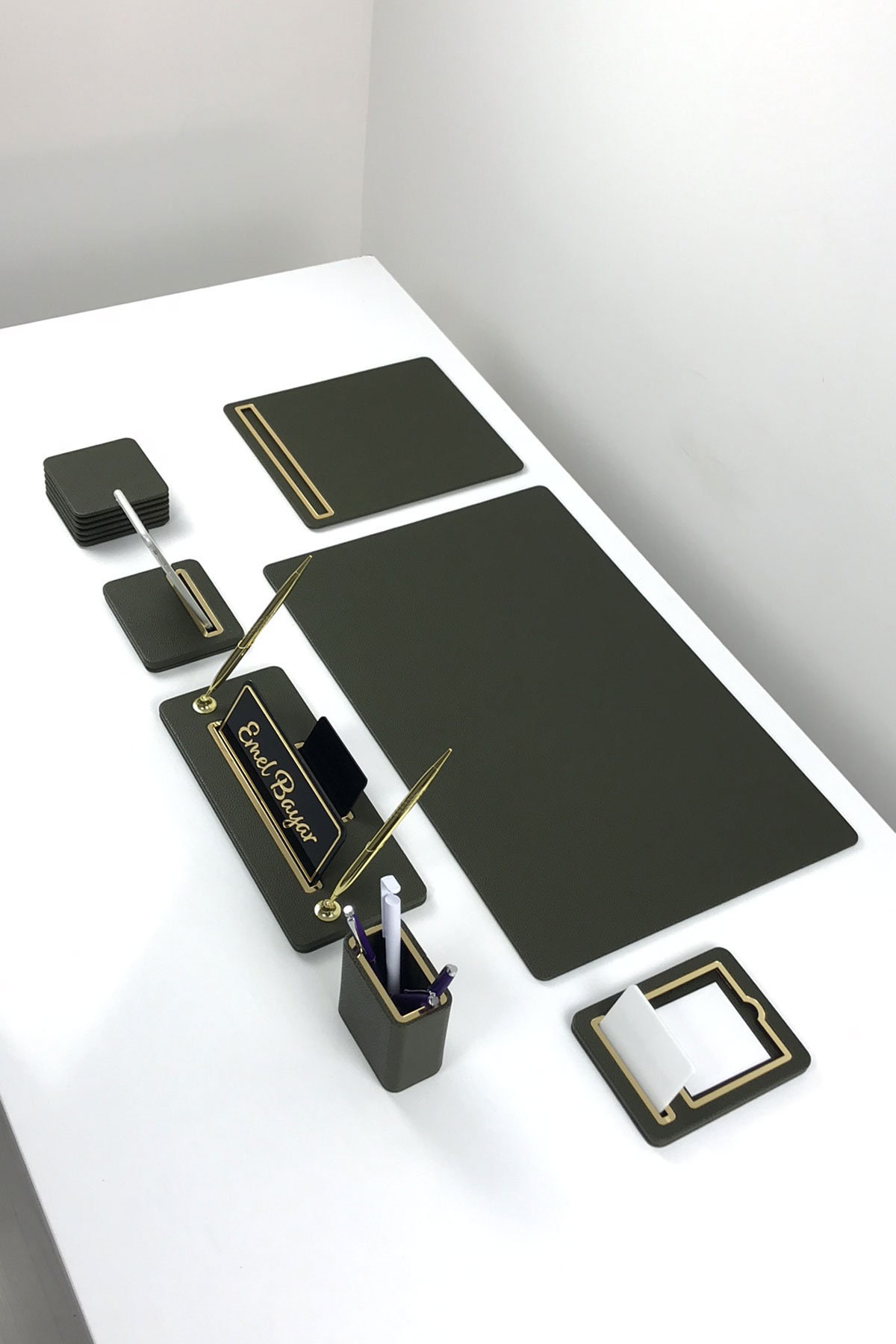 Leather Desk Set Desk Accessories Set Personalized Desk Set Office Desk ...