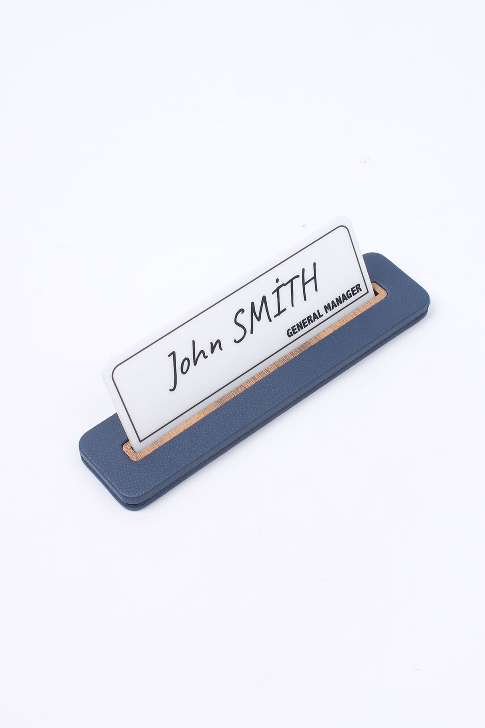 Leather Desk Name Plate Navy Blue / Office Gift / Minimalist Design ...