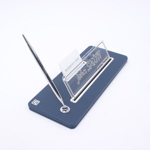 Desk Name Plate Leather Navy Blue / Desk Name Accessories ...