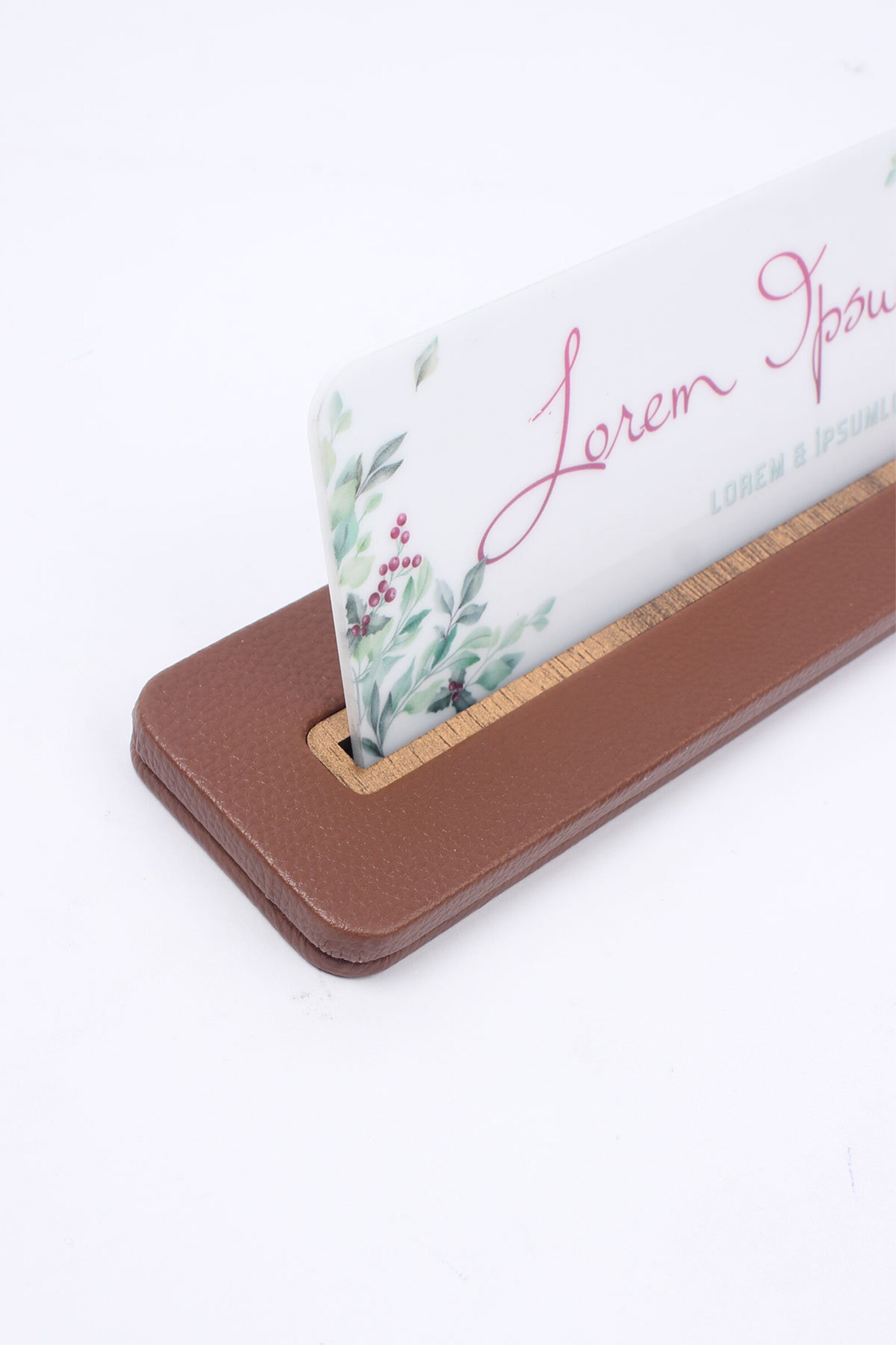 Leather Desk Name Plate Tan / Office Gift / Minimalist Design / Modern ...