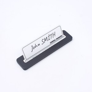 Leather Desk Name Plate Black / Custom Name Plate / Desk Name Sign ...