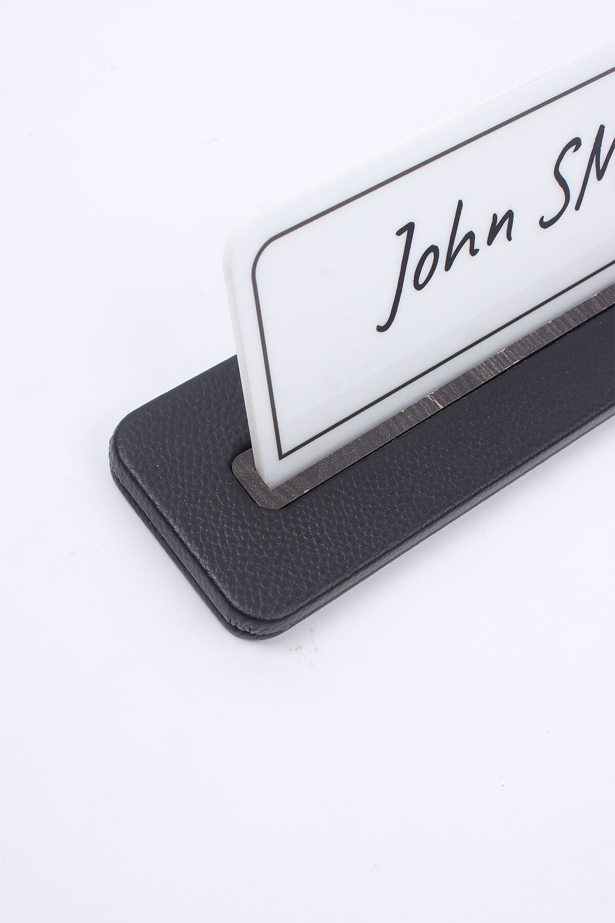 Leather Desk Name Plate Black / Custom Name Plate / Desk Name Sign ...