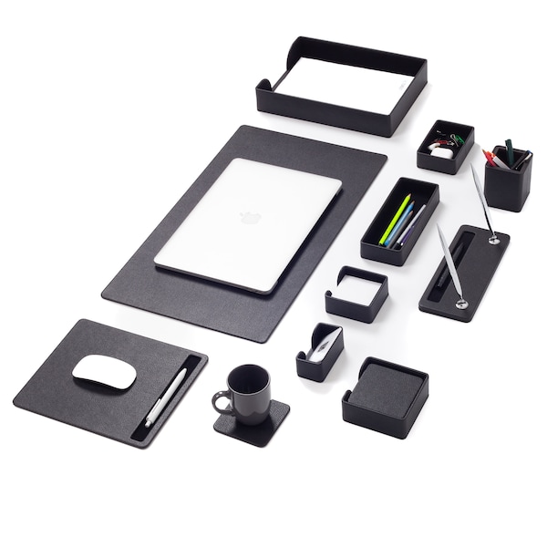 Leather Desk Set Desk Accessories Set Personalized Desk Set Office Desk ...