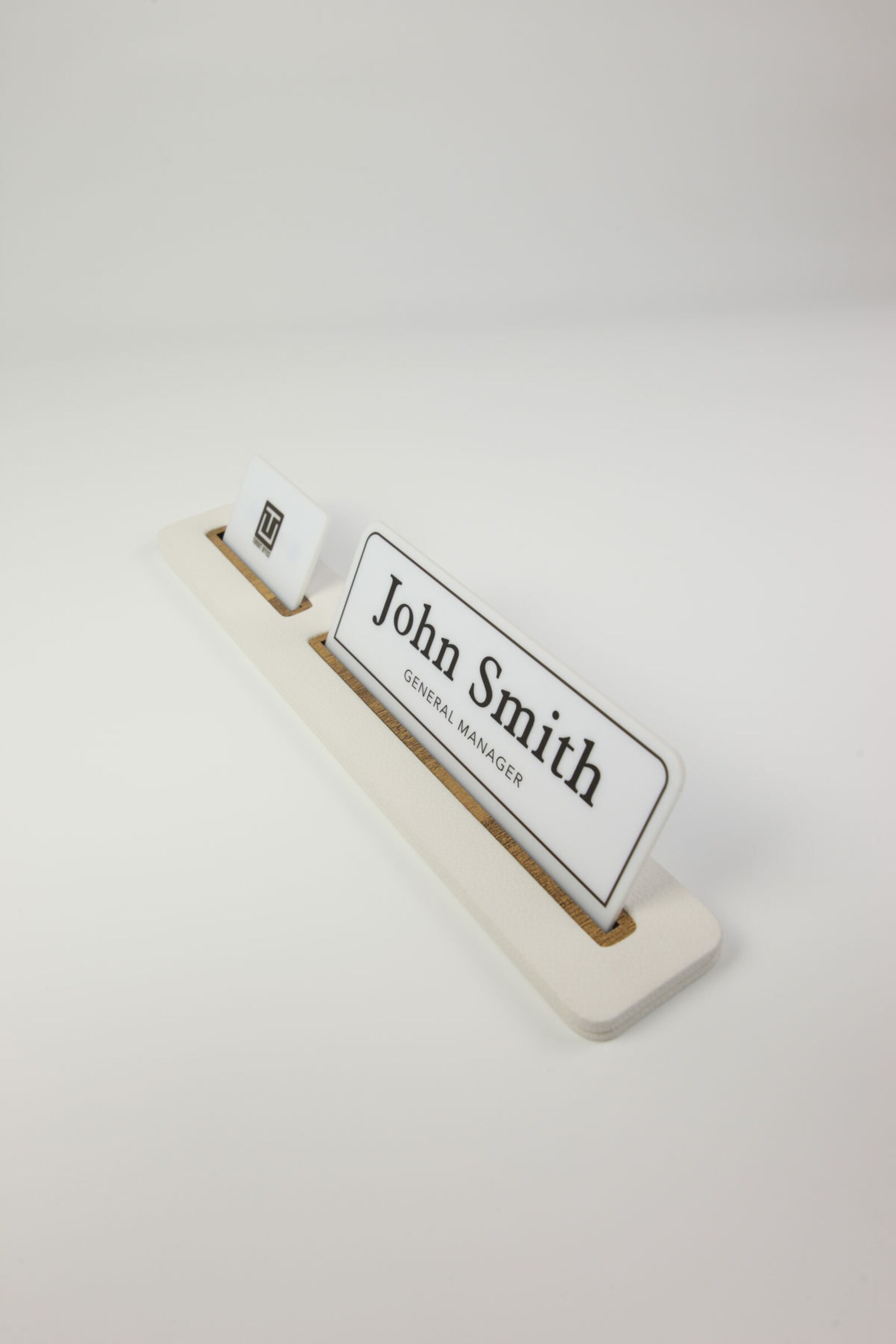 Minimalist Black Leather Desk Name Plate With Business Card Holder - Etsy
