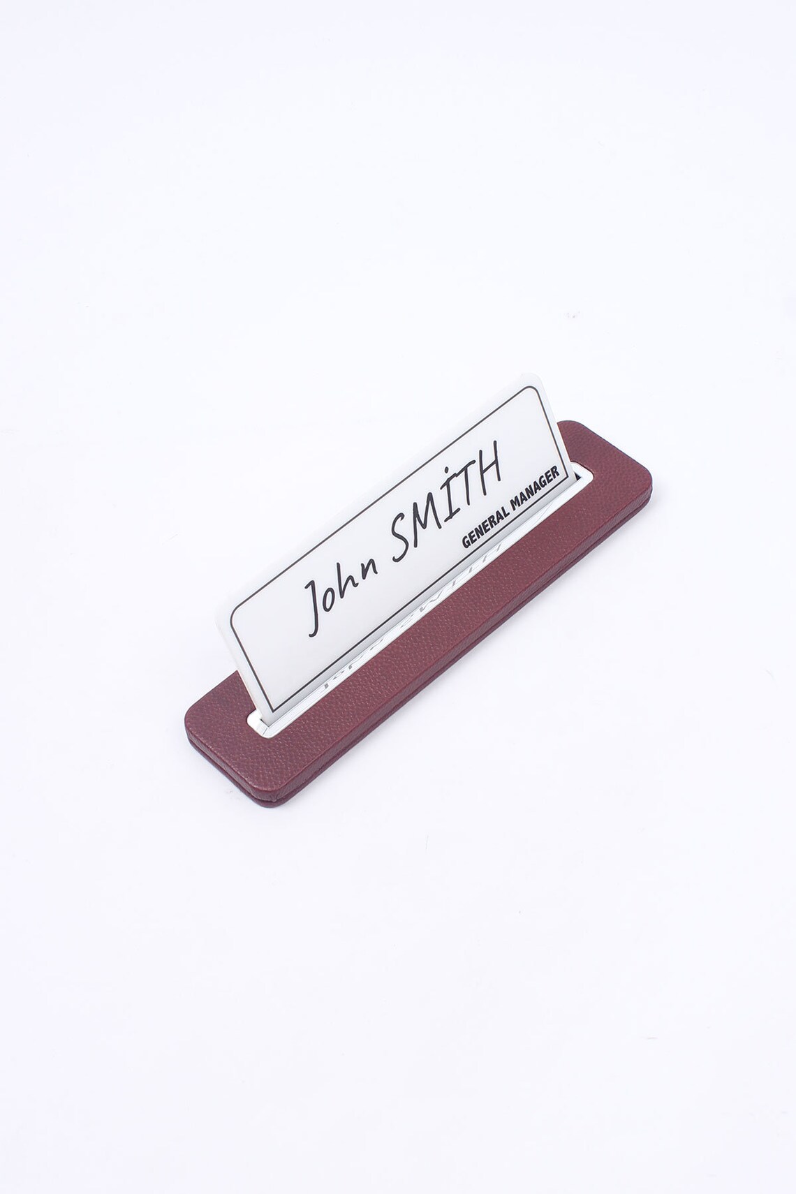 Leather Desk Name Plate Maroon / Office Gift / Minimalist | Etsy