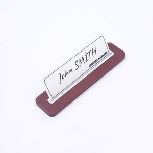 Leather Desk Name Plate Maroon / Office Gift / Minimalist Design ...