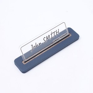 Leather Desk Name Plate Navy Blue / Office Gift / Minimalist Design ...