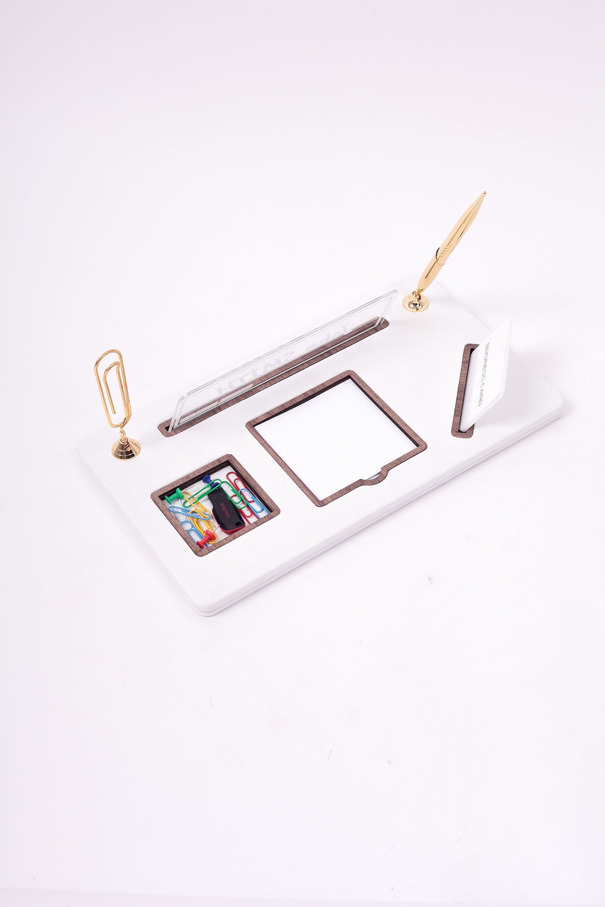 Personalized Desk Name Plate White Leather Organizer Business - Etsy