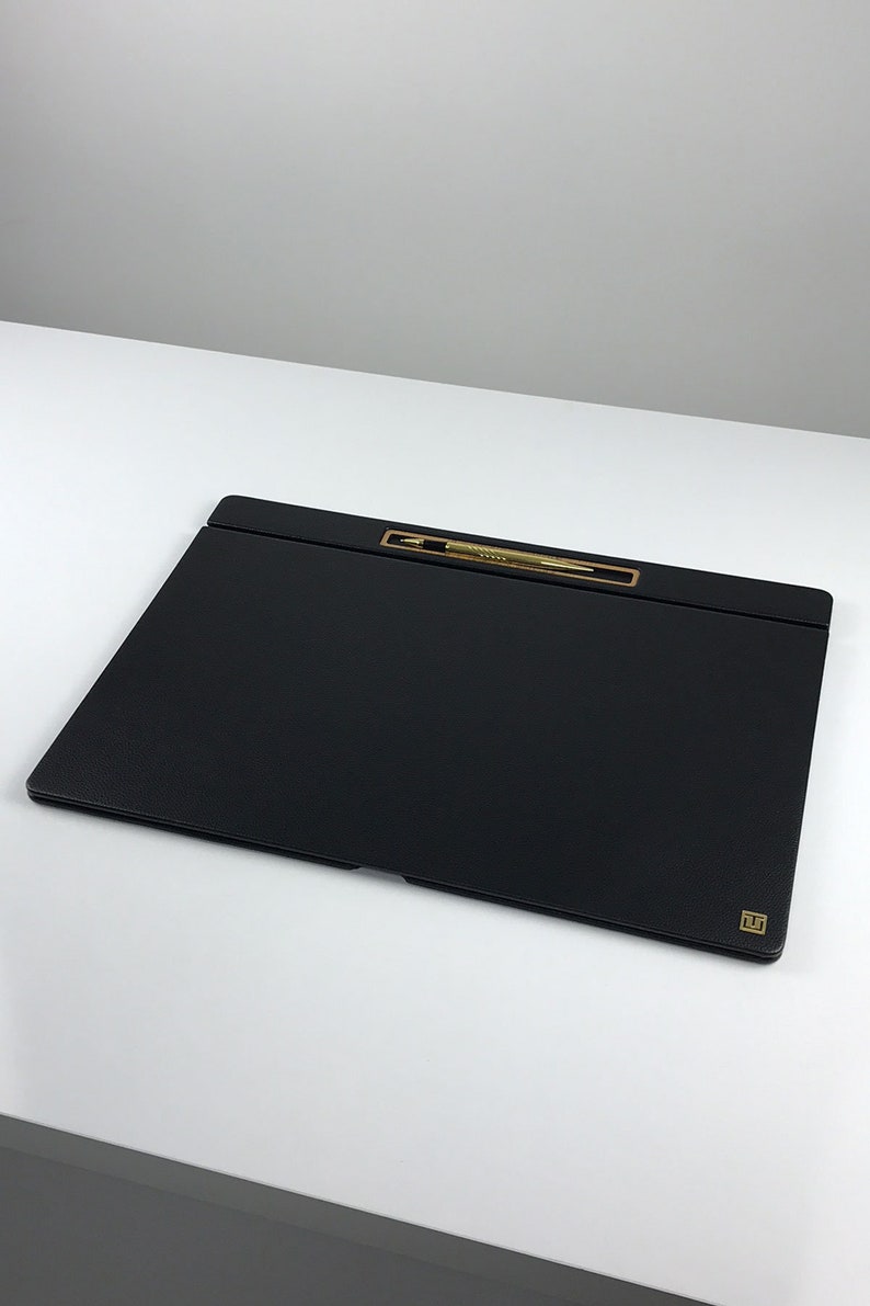 Desk Pad / Leather Desk Mat / Leather Cover Desk Pad With Wood | Etsy