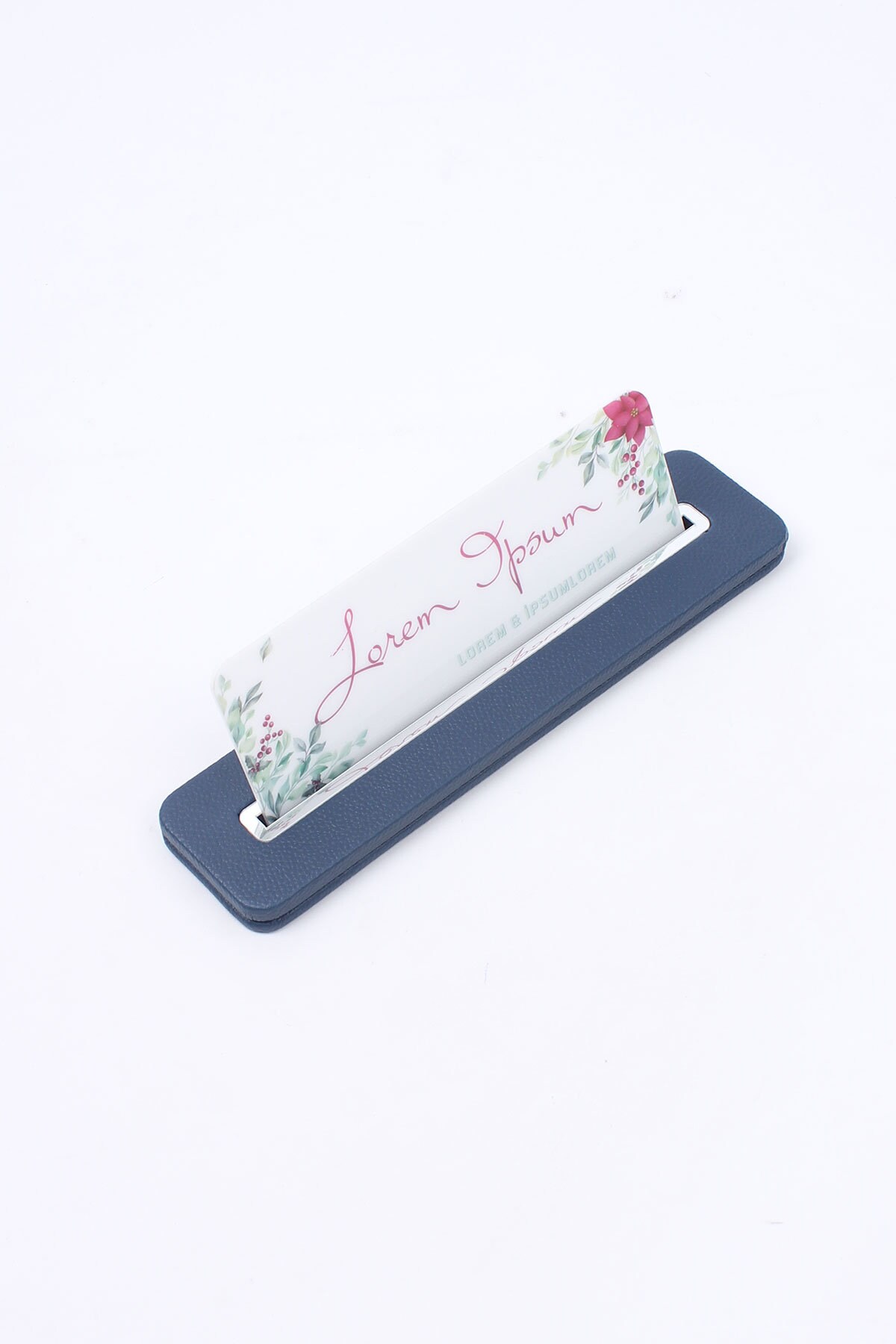 Leather Desk Name Plate Navy Blue / Office Gift / Minimalist Design ...