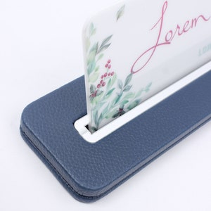 Leather Desk Name Plate Navy Blue / Office Gift / Minimalist Design ...