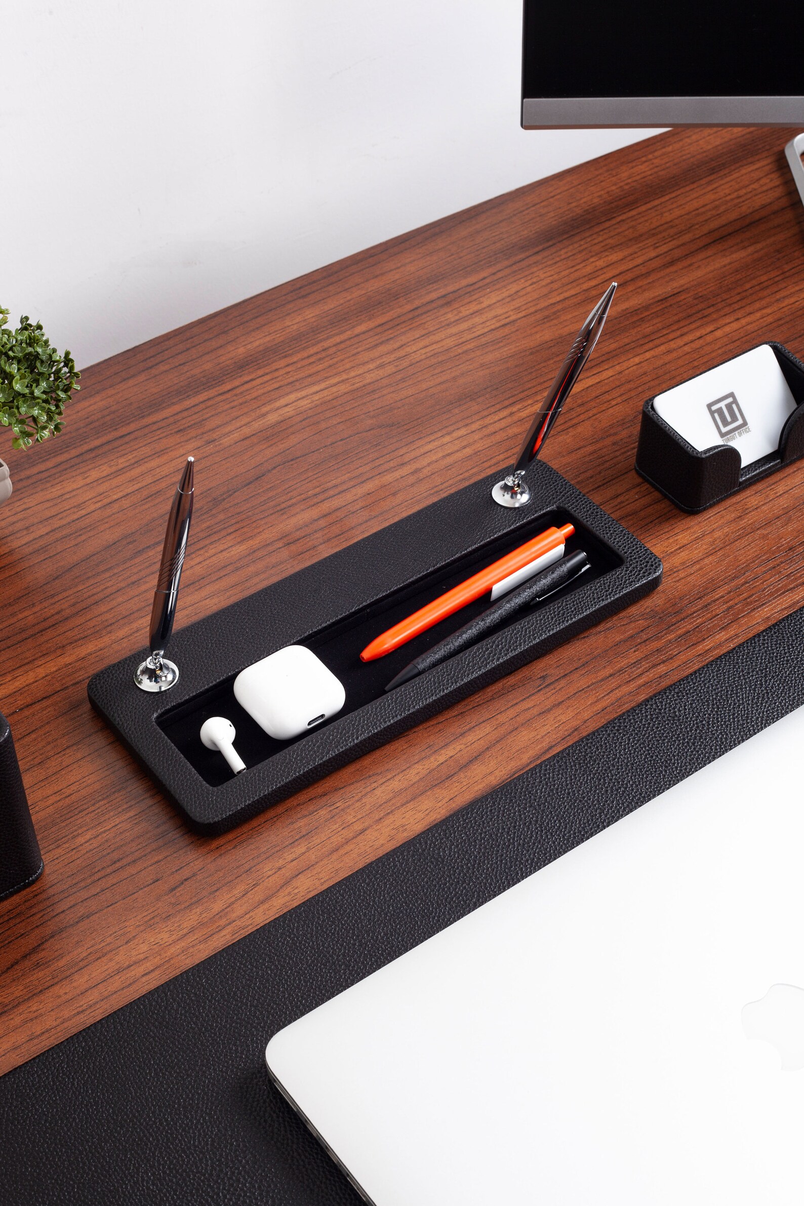 Milan Leather Desk Set Black 9 Pcs / Office Desk Organizer / Leather ...