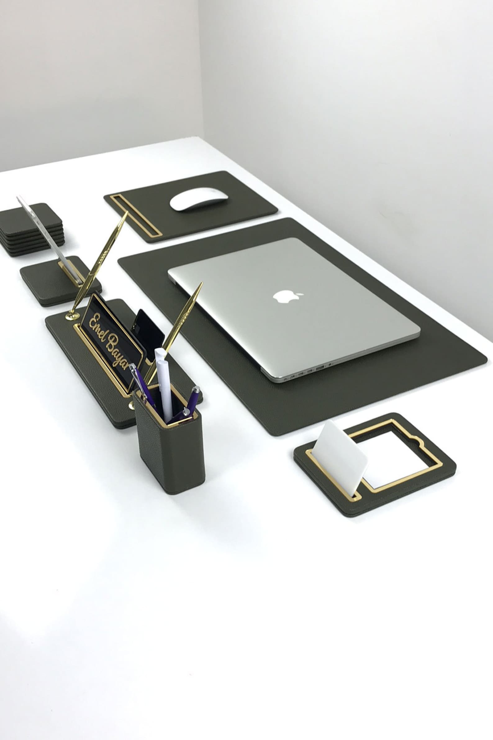 Leather Desk Set Desk Accessories Set Personalized Desk Set Office Desk ...