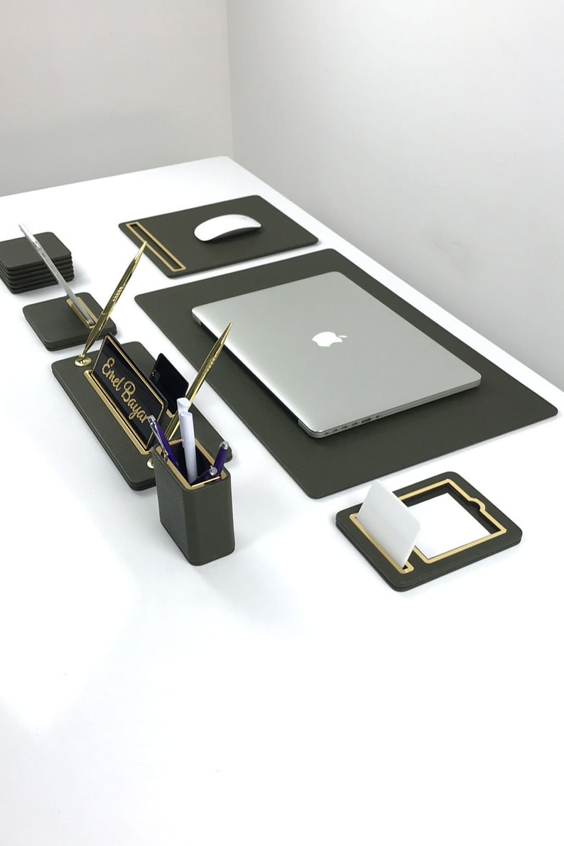 Leather Desk Set Desk Accessories Set Personalized Desk - Etsy