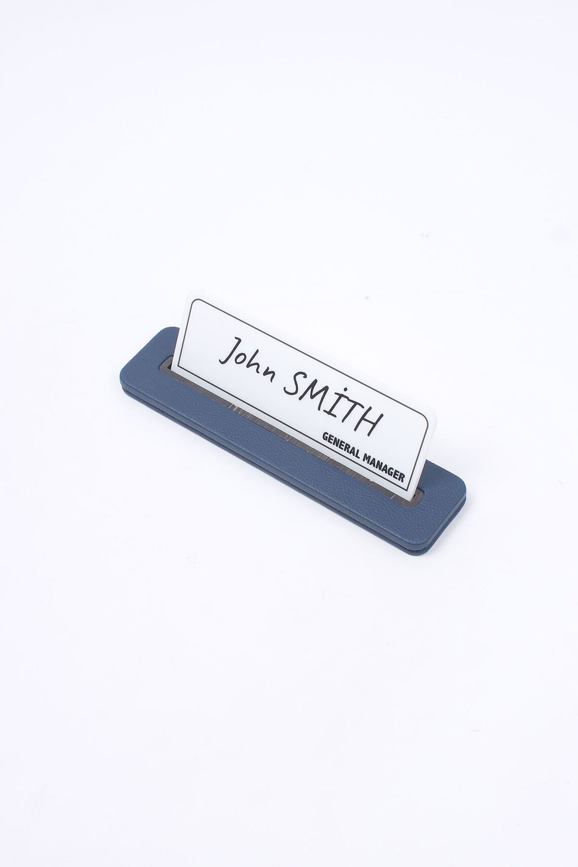 Leather Desk Name Plate Navy Blue / Office Gift / Minimalist - Etsy