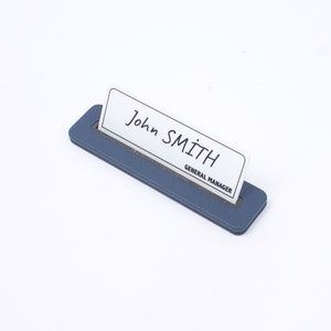 Leather Desk Name Plate Navy Blue / Office Gift / Minimalist Design ...