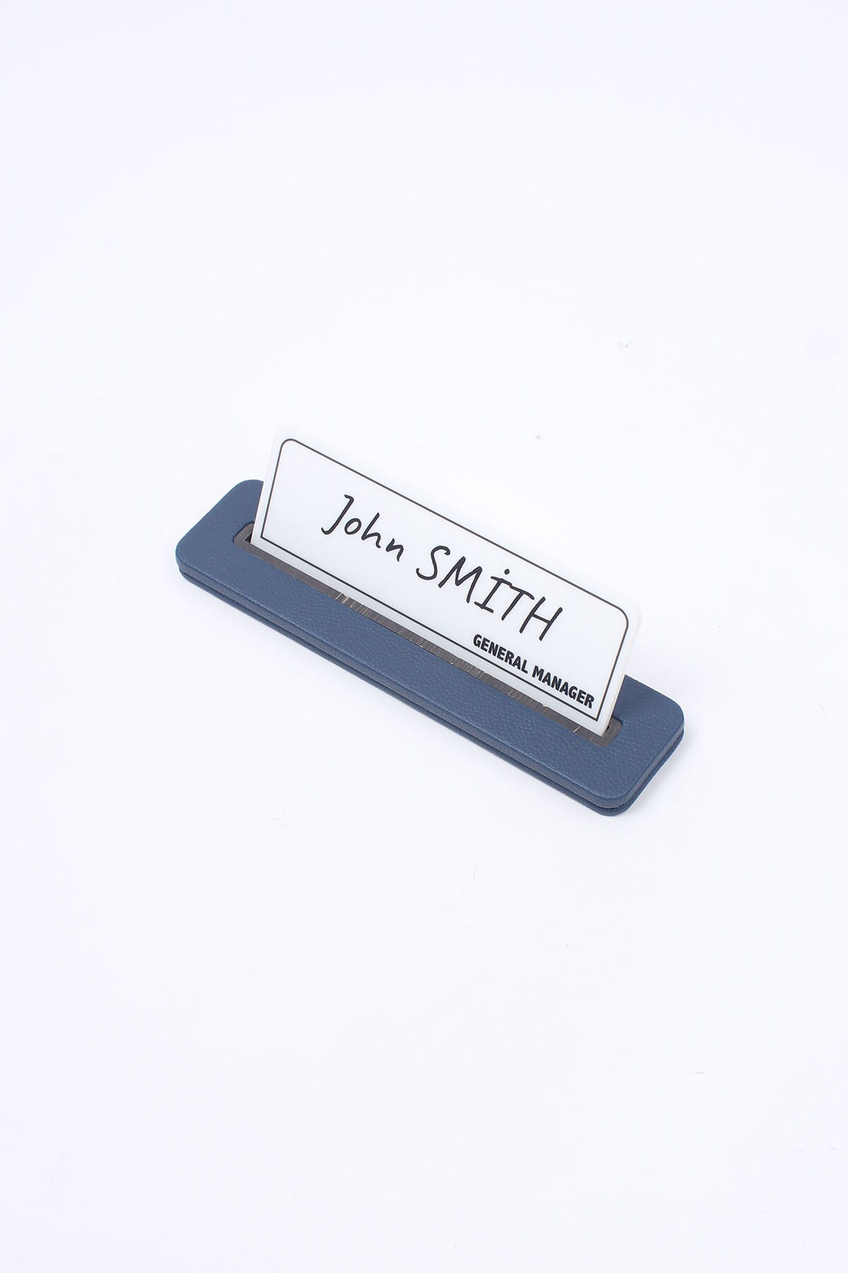 Leather Desk Name Plate Navy Blue / Office Gift / Minimalist Design ...