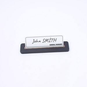Leather Desk Name Plate Black / Custom Name Plate / Desk Name Sign ...