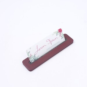 Leather Desk Name Plate Maroon / Office Gift / Minimalist Design ...