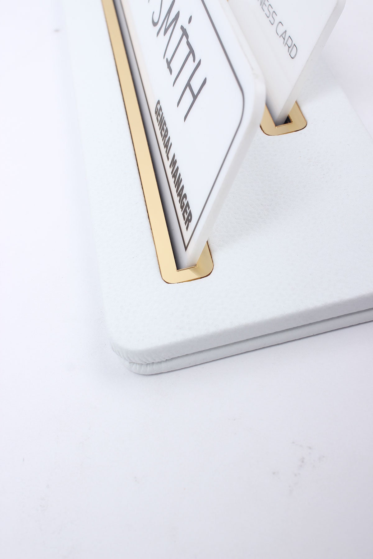 Lather Desk Name Plate White With Card Holder / Customizable - Etsy