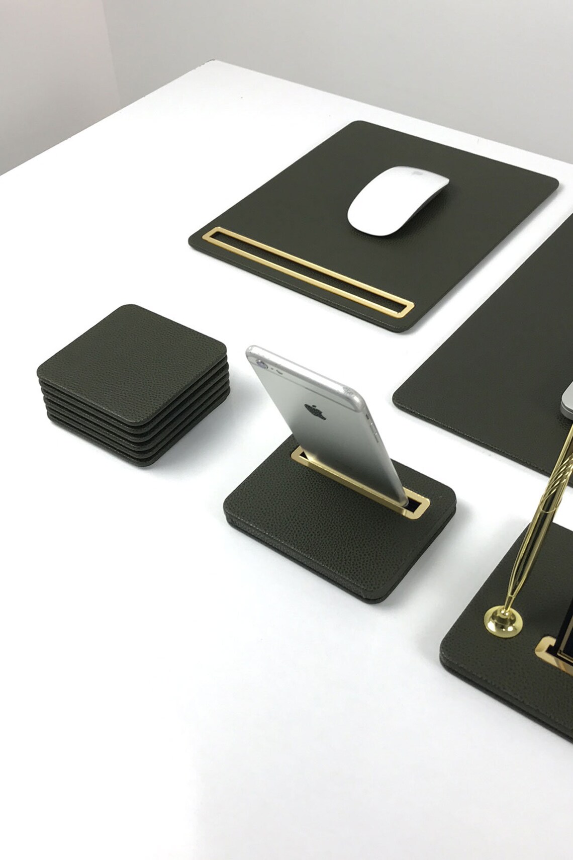 Leather Desk Set Desk Accessories Set Personalized Desk - Etsy