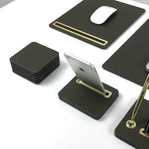 Leather Desk Set - Desk Accessories Set - Personalized Desk Set ...