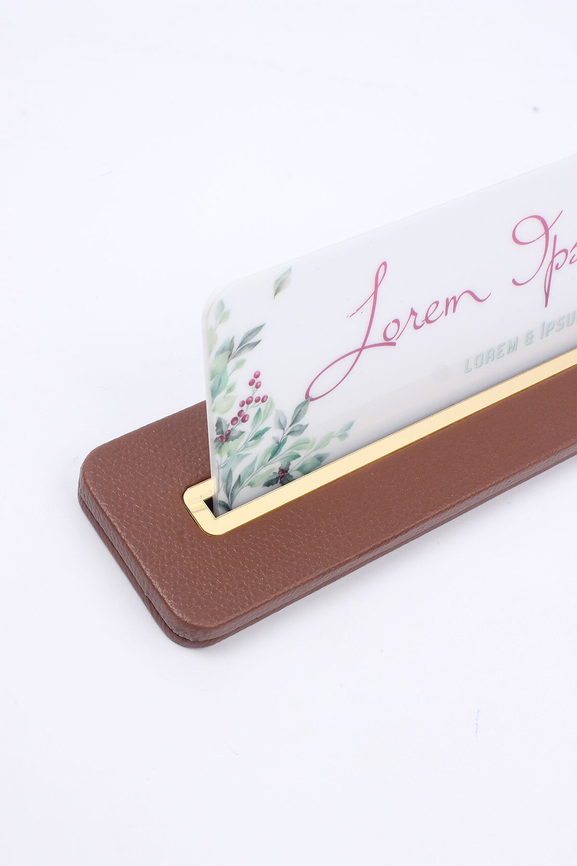 Leather Desk Name Plate Tan / Office Gift / Minimalist Design - Etsy