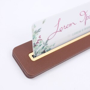 Leather Desk Name Plate Tan / Office Gift / Minimalist Design / Modern ...