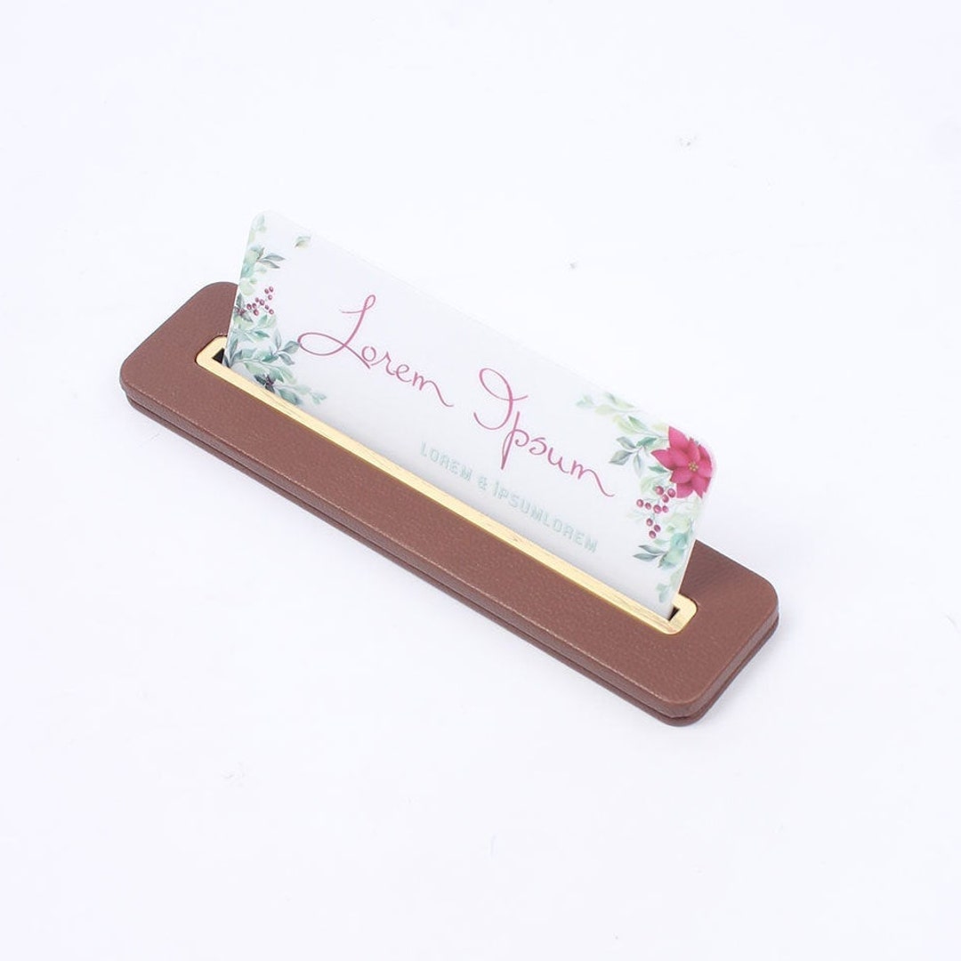 Leather Desk Name Plate Tan / Office Gift / Minimalist Design / Modern ...